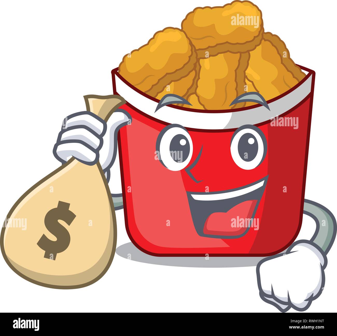 With money bag chicken nuggets isolated with the character Stock Vector ...