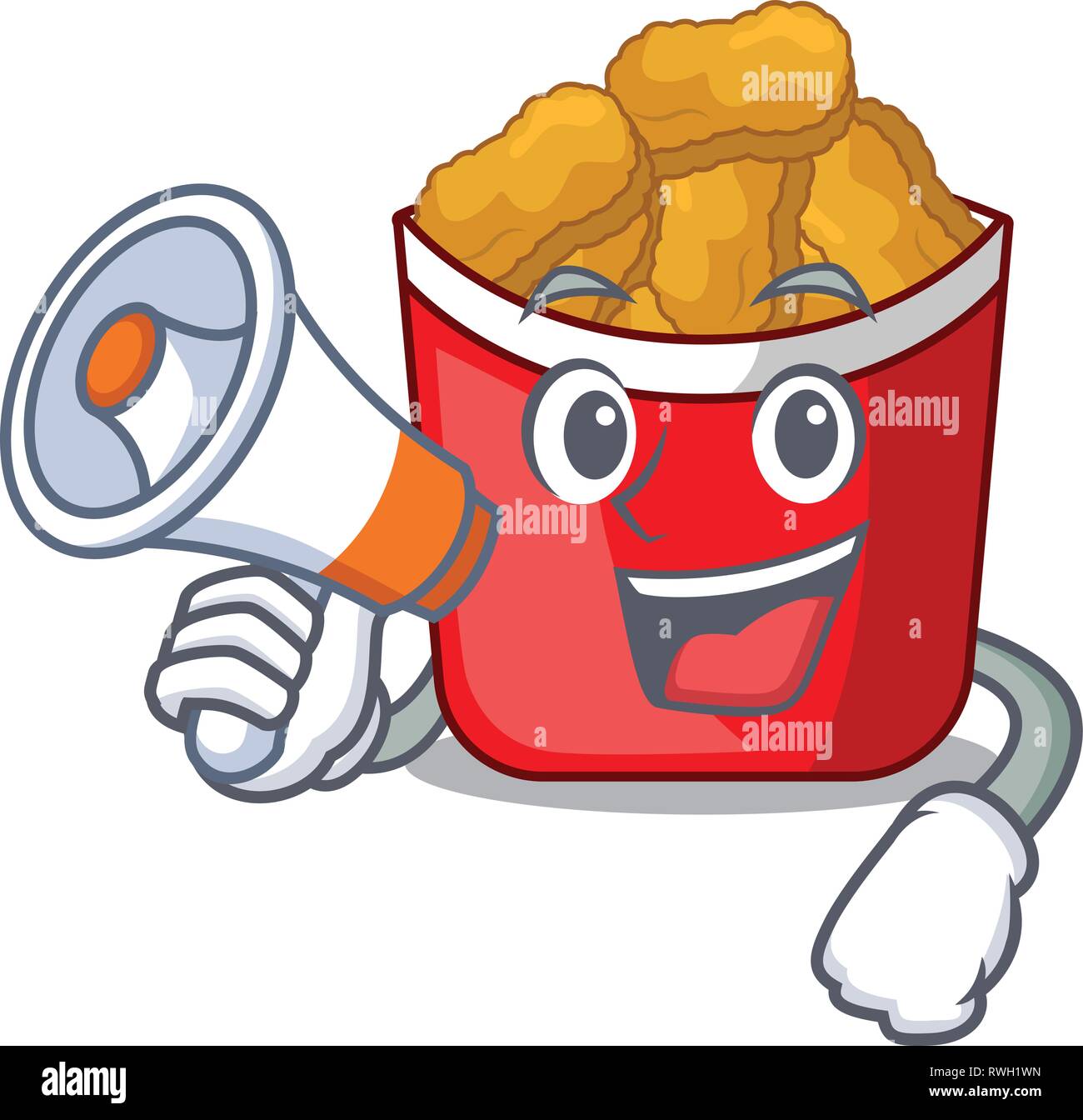 With megaphone chicken nuggets isolated with the character Stock Vector ...