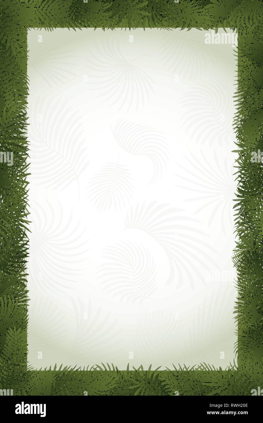 Paper art natural style border frame tropical plant leaves with copy ...