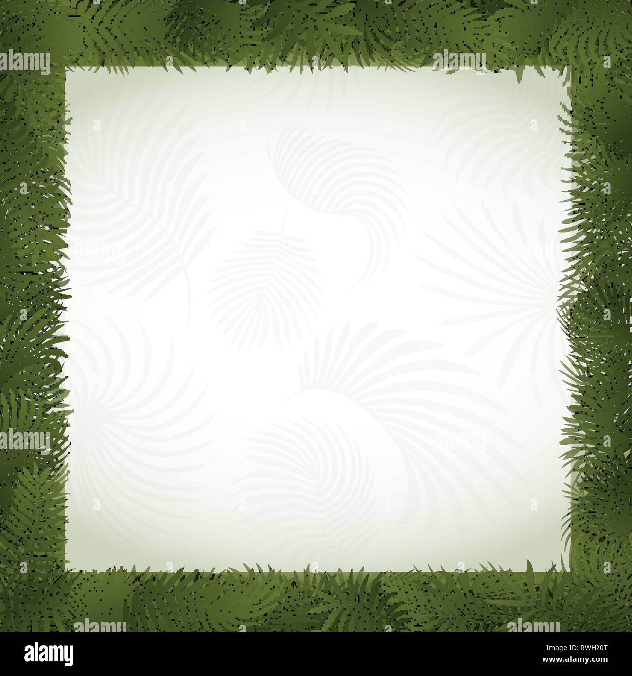 Paper art natural style border frame tropical plant leaves with copy ...