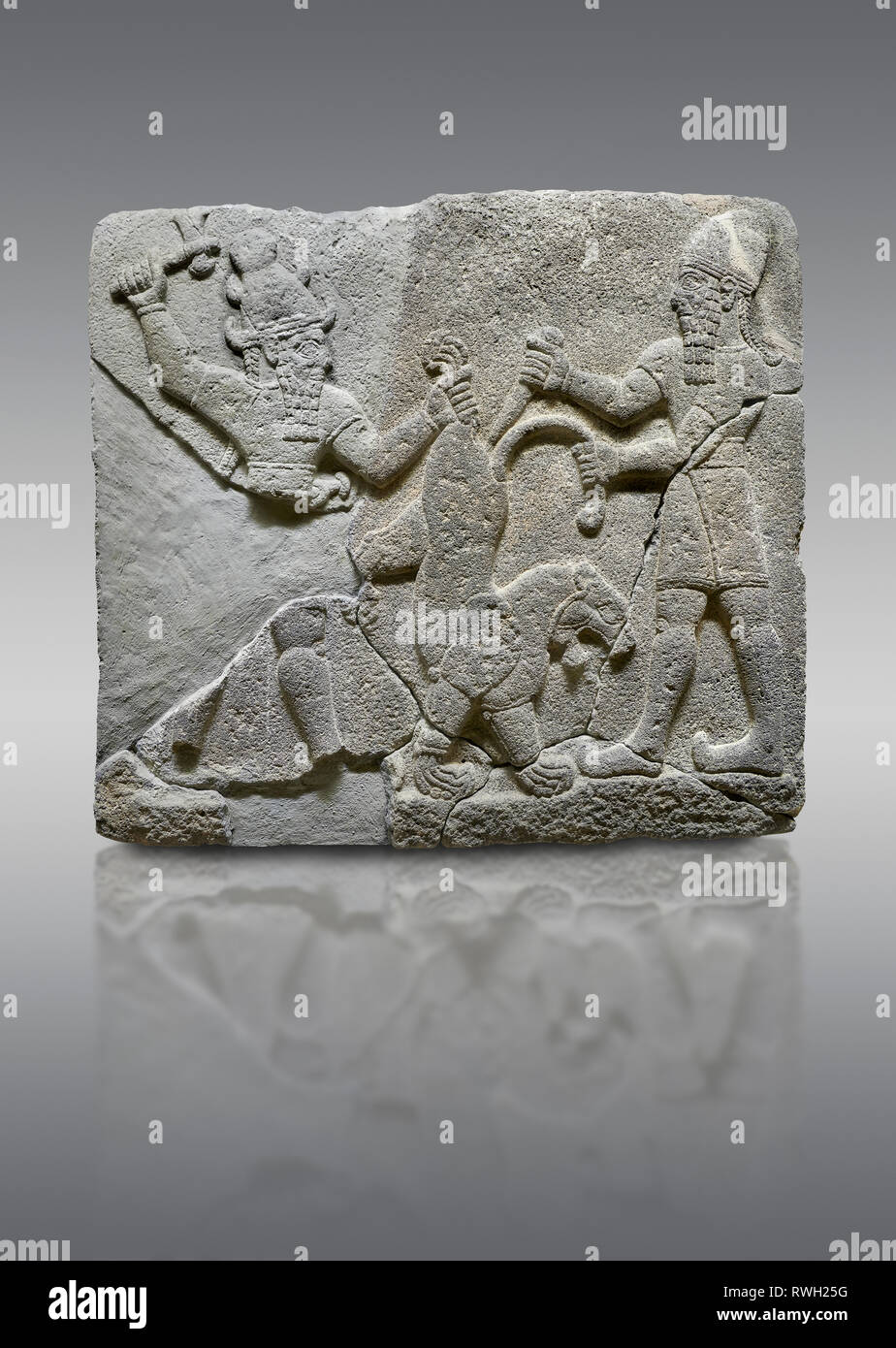 Hittite relief sculpted orthostat stone panel of Herald's Wall Basalt ...