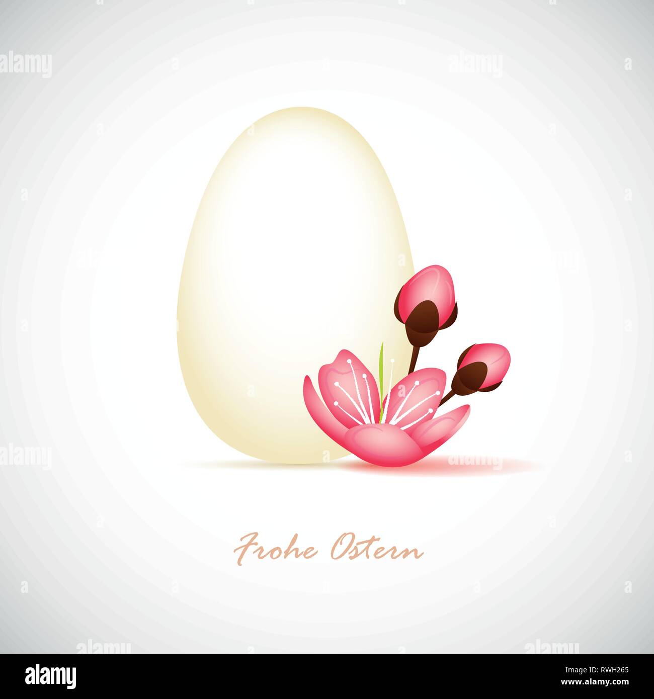 easter egg with pink cherry blossom flower with german text happy ...