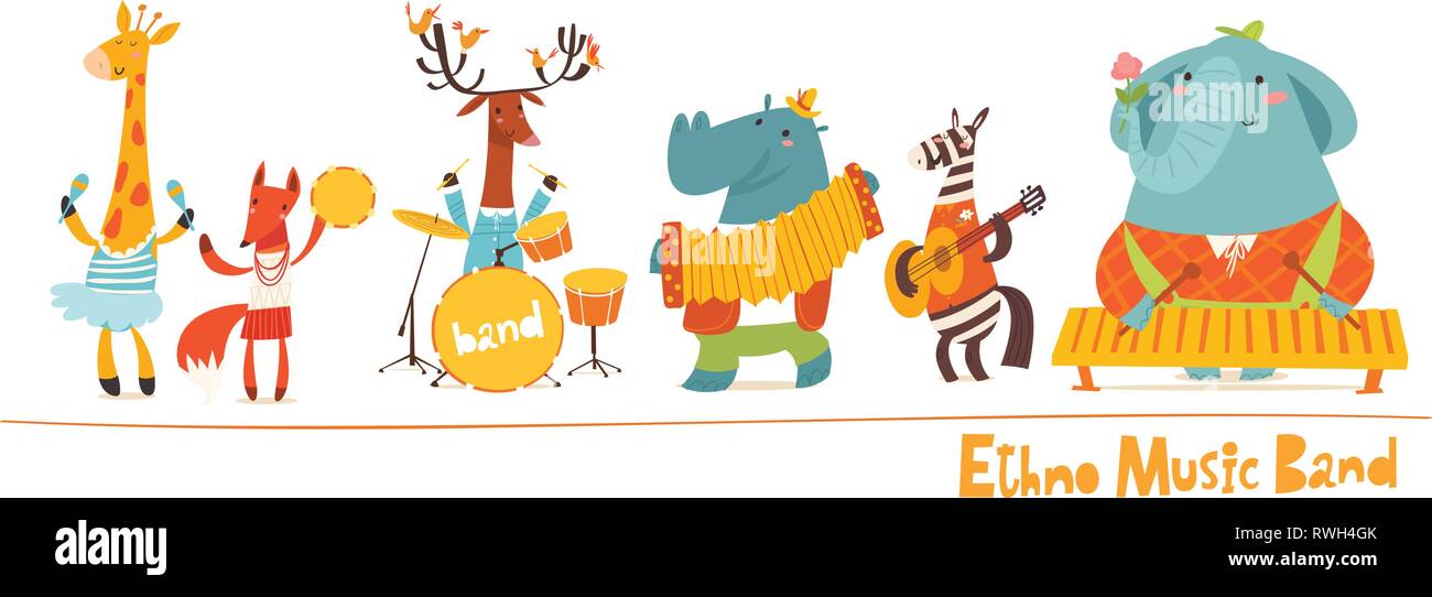 Vector animals musicians vector characters. Ethno music Stock Vector ...