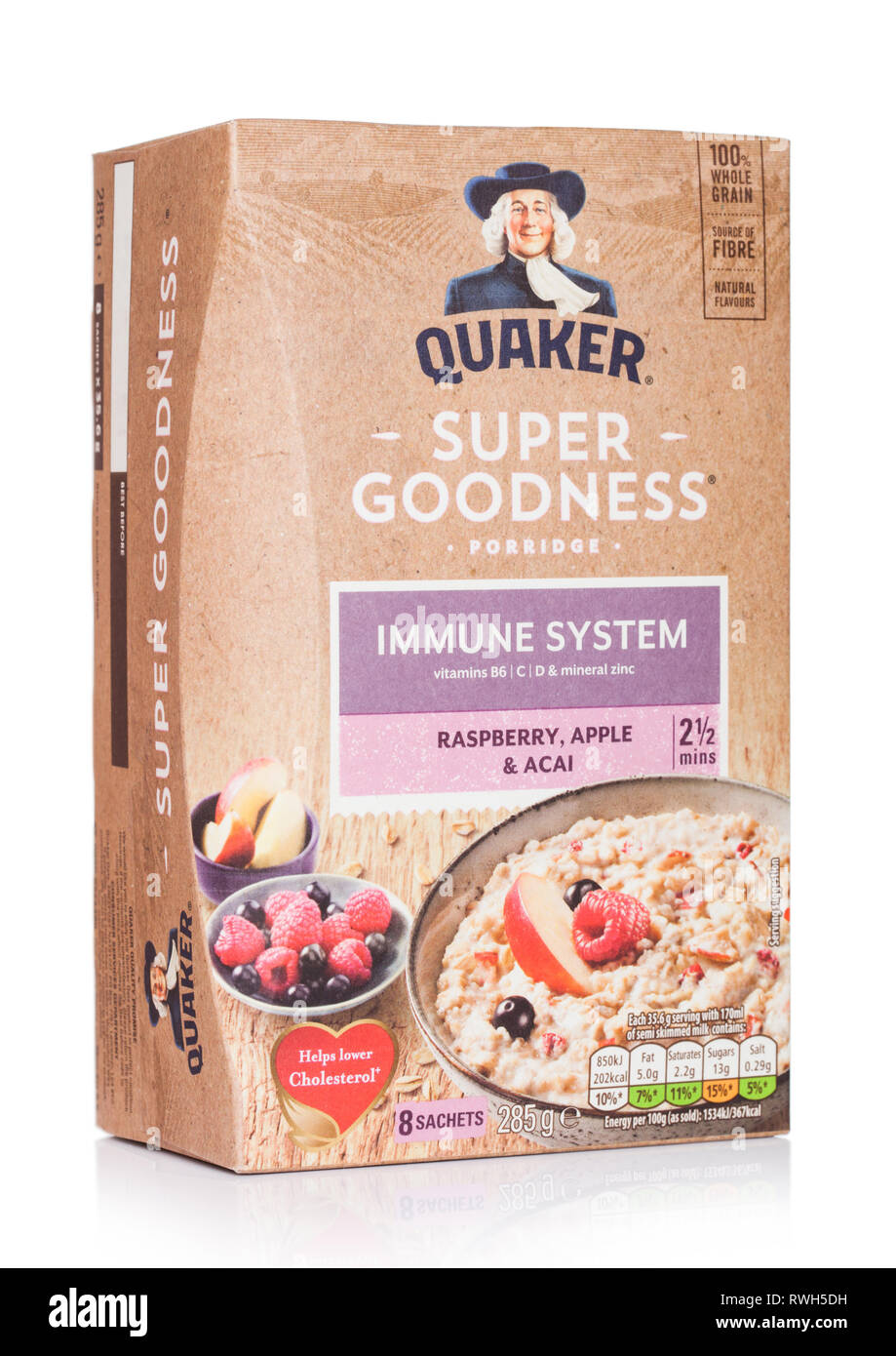 LONDON, UK - MARCH 05, 2019: Box of Quaker porridge Super Goodness ...