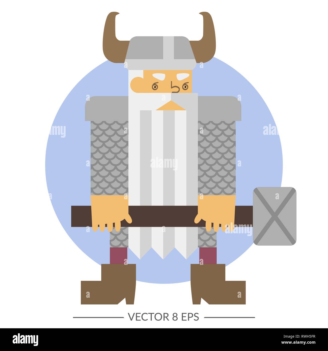 Vector. Flat style fantasy warrior dwarf Stock Vector Image & Art - Alamy