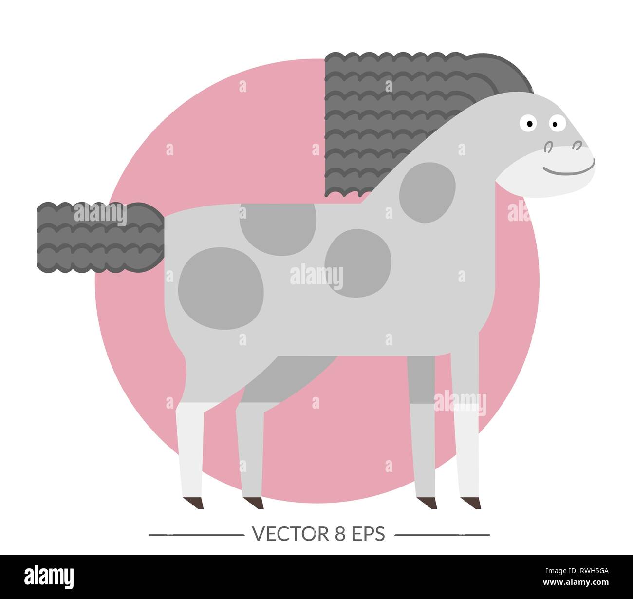 Cute vector horse in flat style. Crazy horse for your design, fabric ...