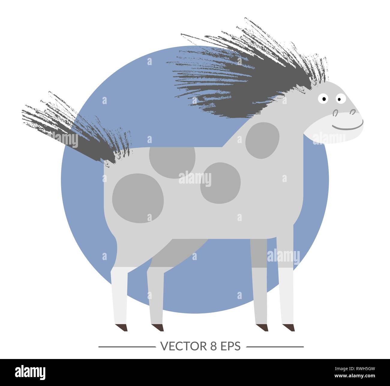 Cute vector horse in flat style. Crazy horse for your design, fabric ...