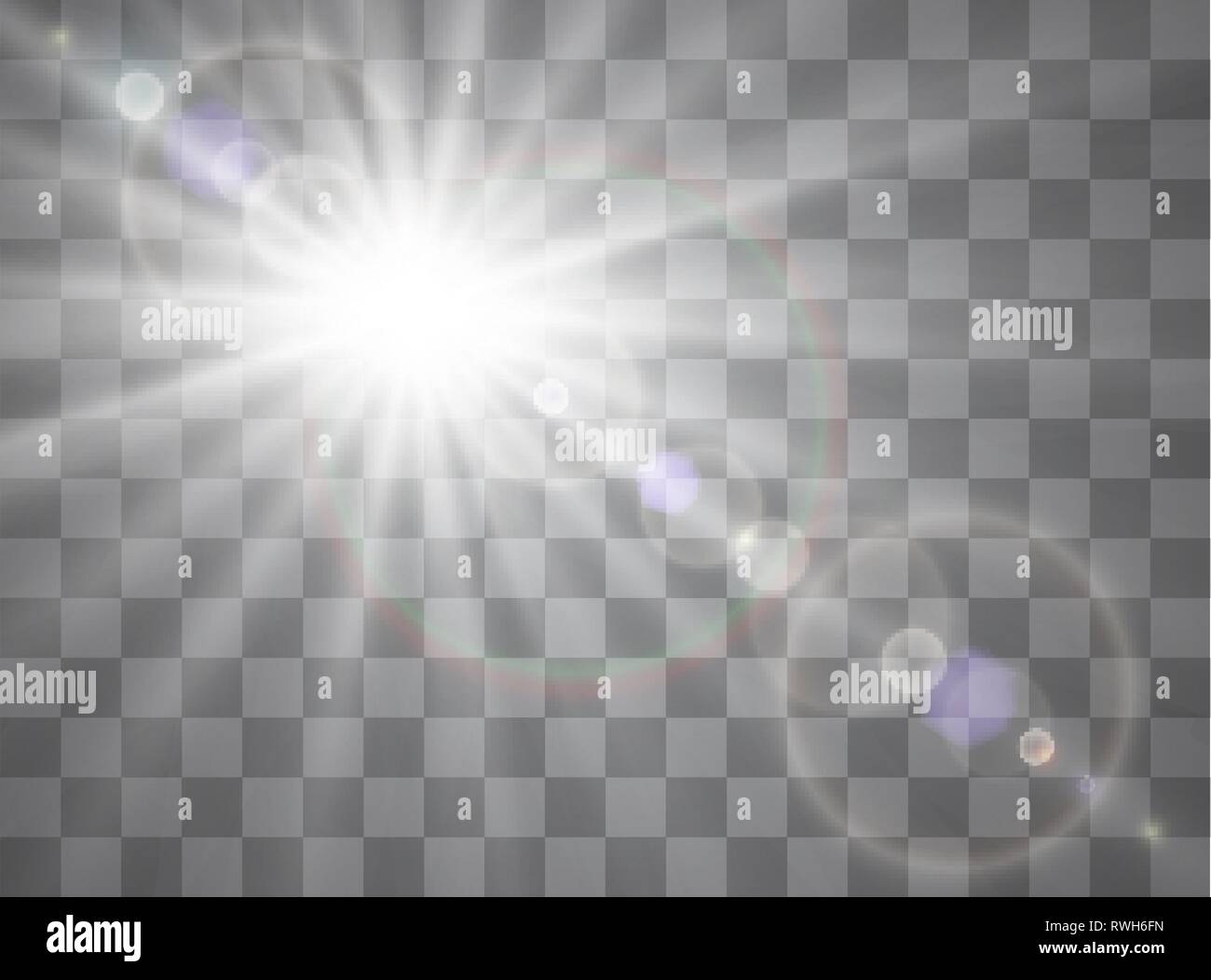 Light flare special effect with rays of light and magic sparkles. Glow ...