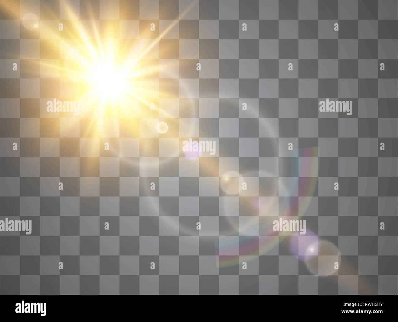 Light flare special effect with rays of light and magic sparkles. Glow ...