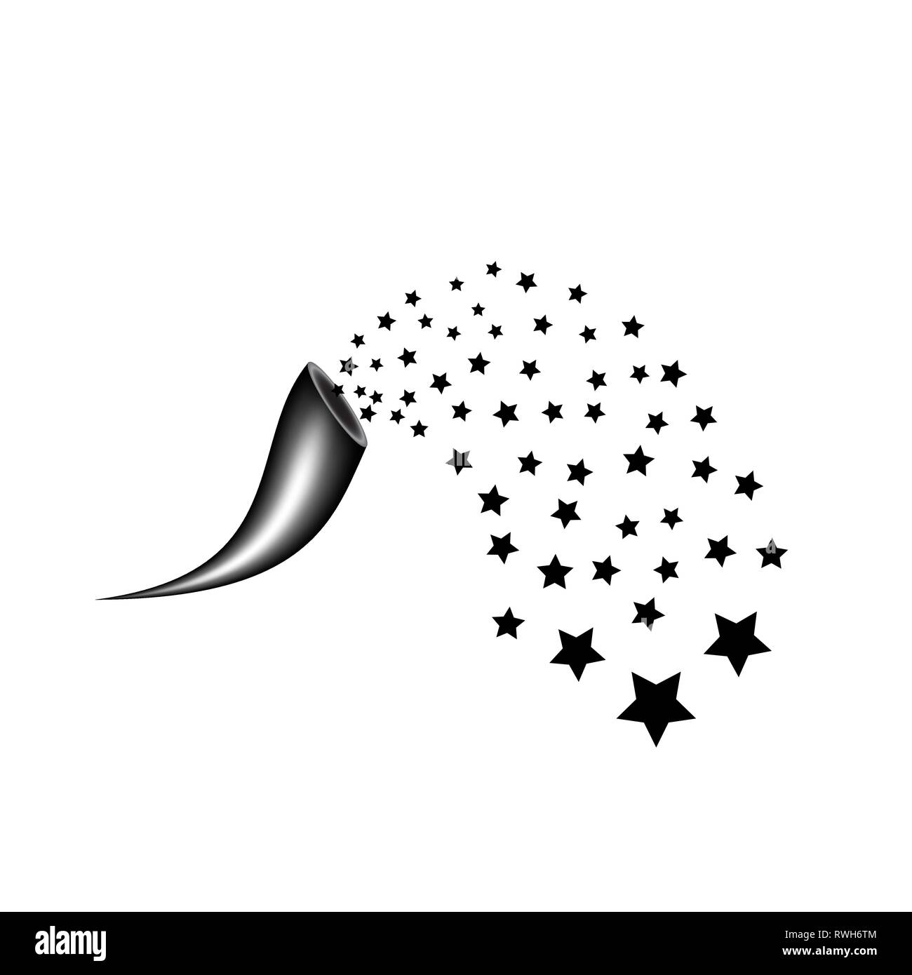 Cornucopia shooting black star. Fireworks star random source stream ...