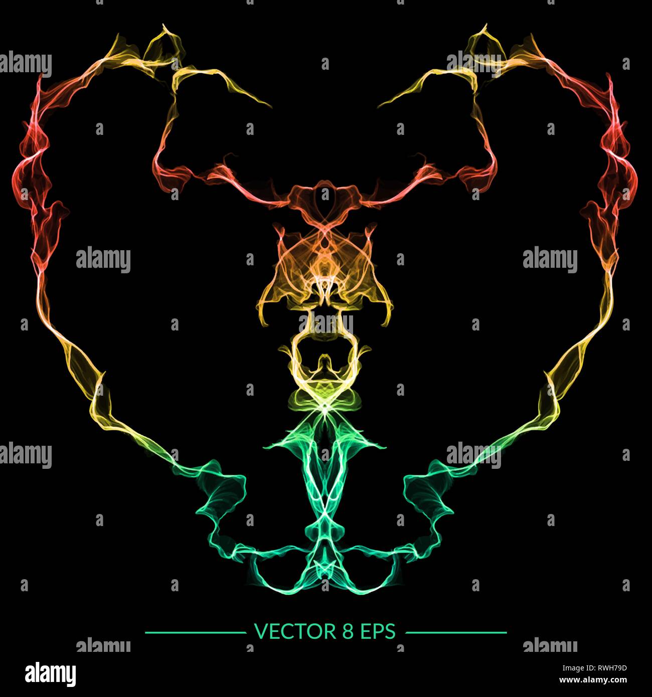 Beautiful symmetry vector figure. Hand drawn linear abstract pattern ...