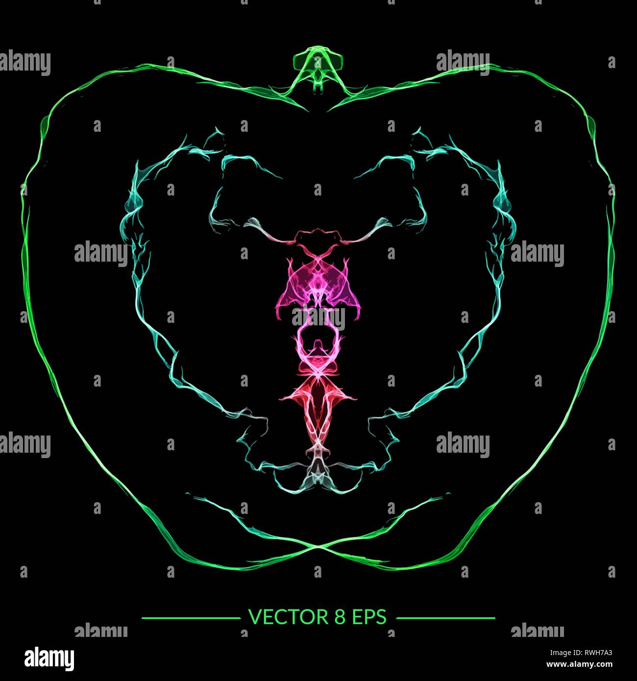 Beautiful symmetry vector figure. Hand drawn linear abstract pattern ...