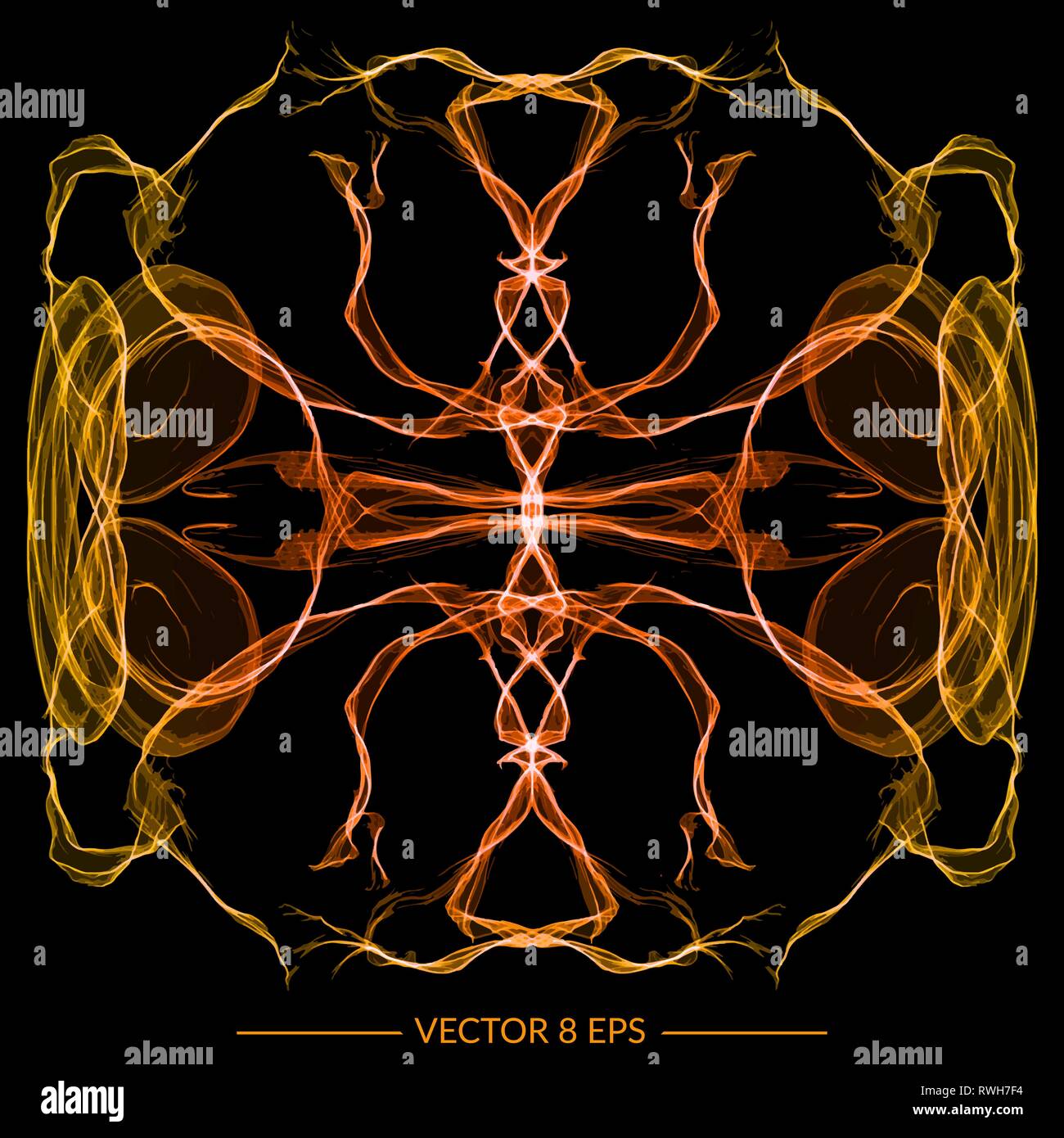 Beautiful symmetry vector figure. Hand drawn linear abstract pattern ...