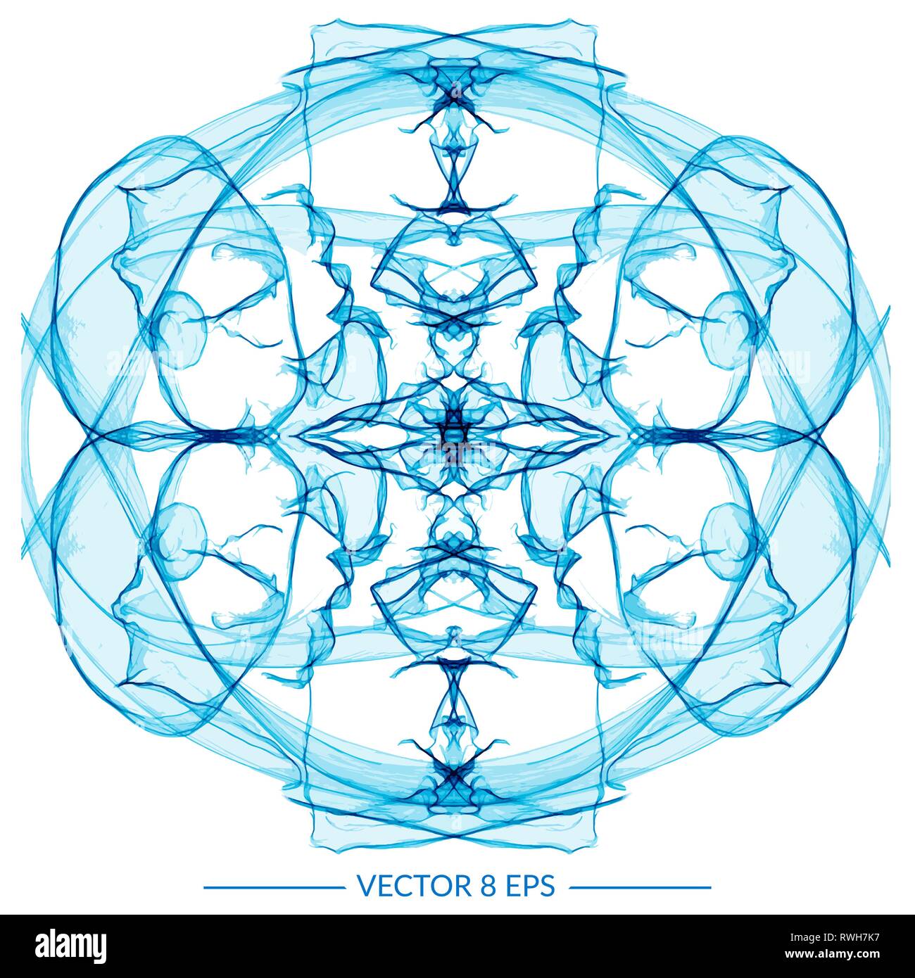 Beautiful symmetry vector figure. Hand drawn linear abstract pattern ...
