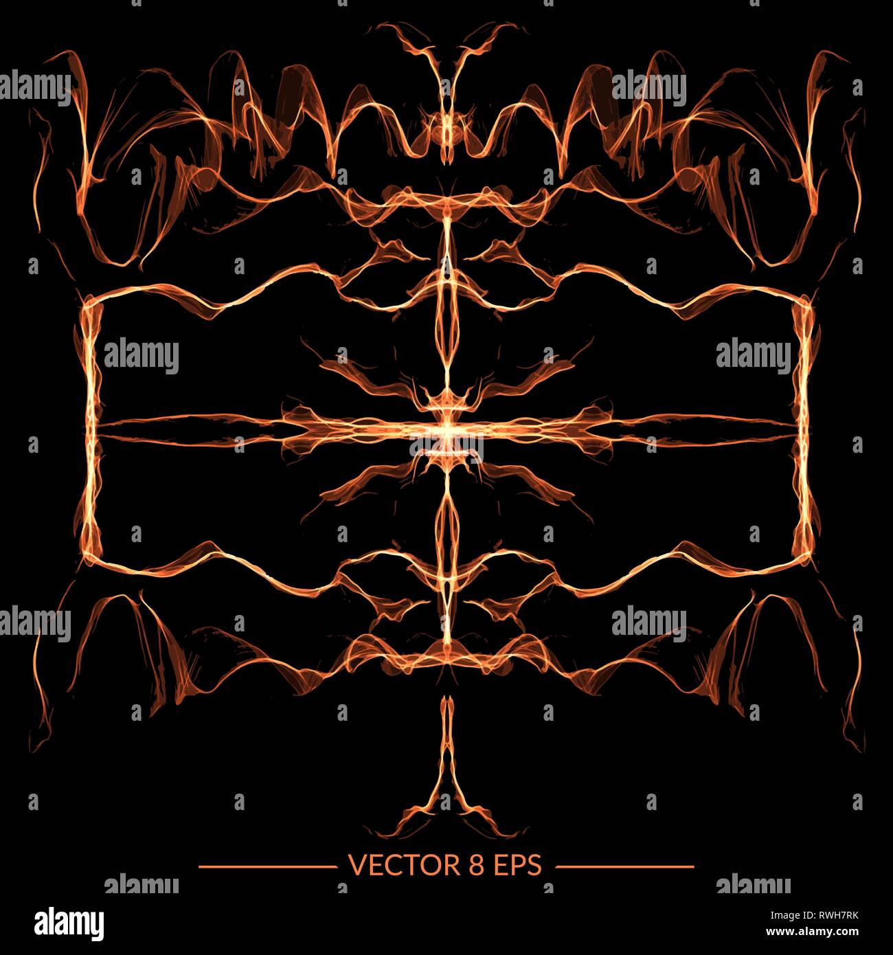 Beautiful symmetry vector figure. Hand drawn linear abstract pattern ...