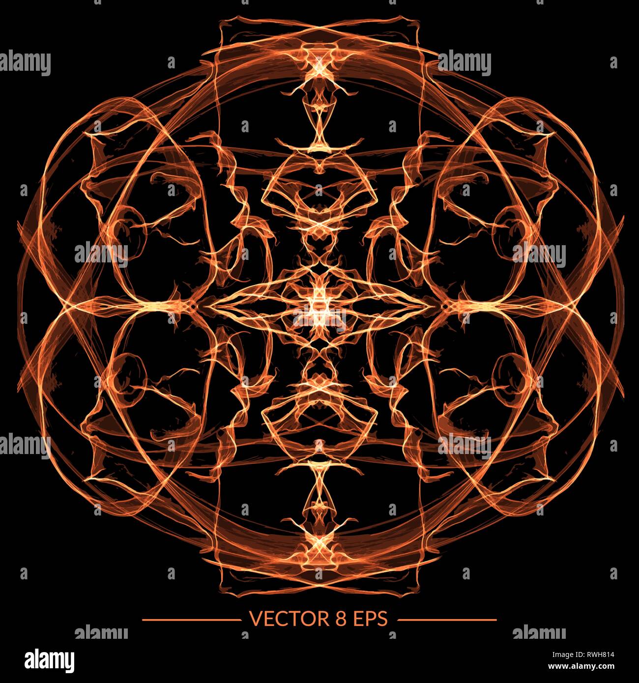 Beautiful symmetry vector figure. Hand drawn linear abstract pattern ...