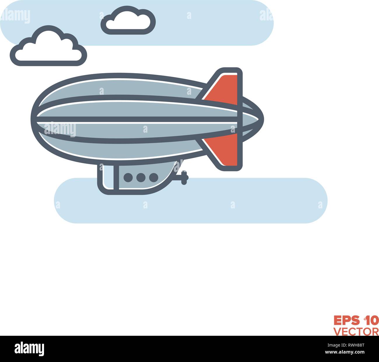 zeppelin blimp in flight filled line icon vector illustration Stock ...