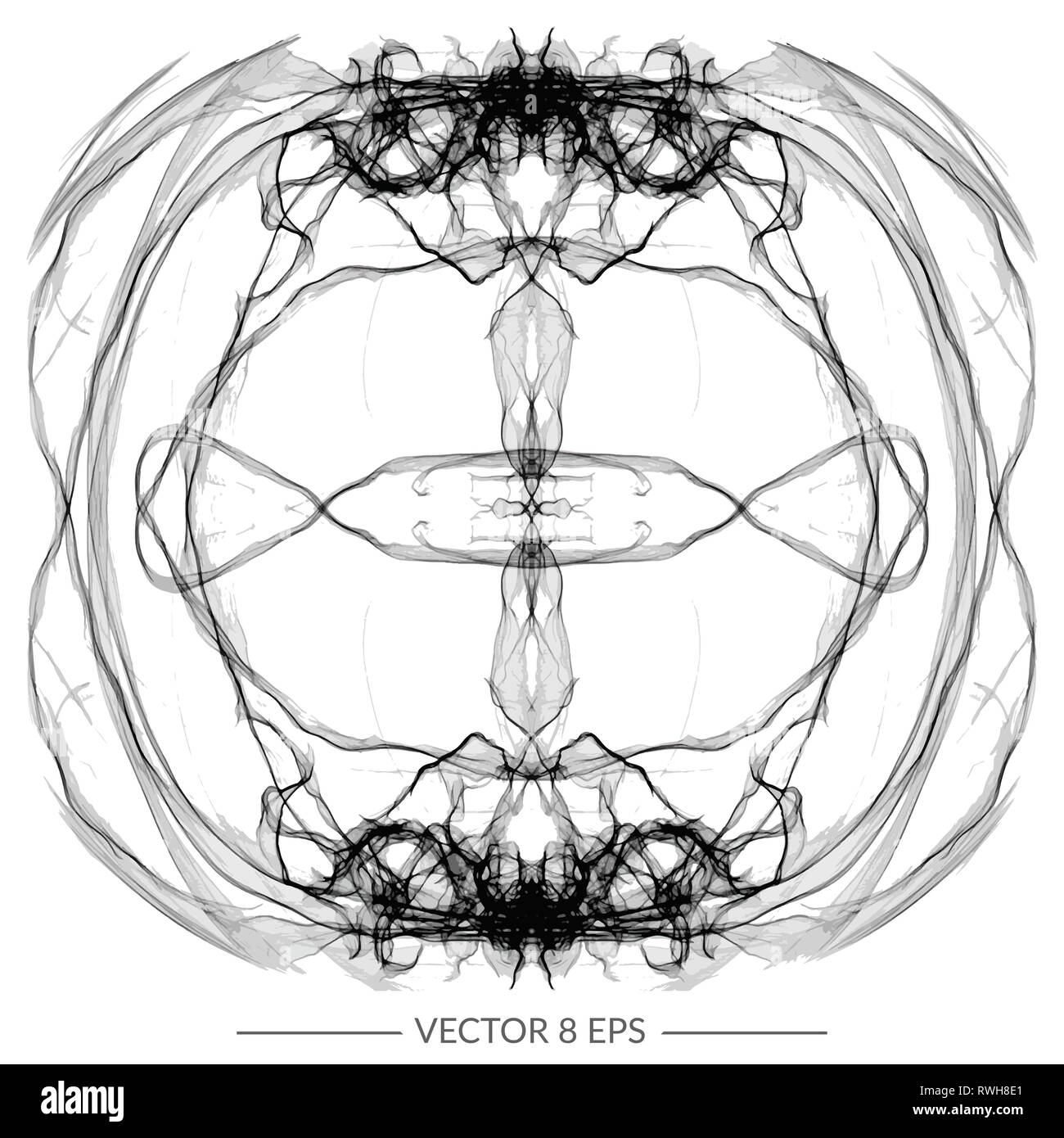 Beautiful symmetry vector figure. Hand drawn linear abstract pattern ...