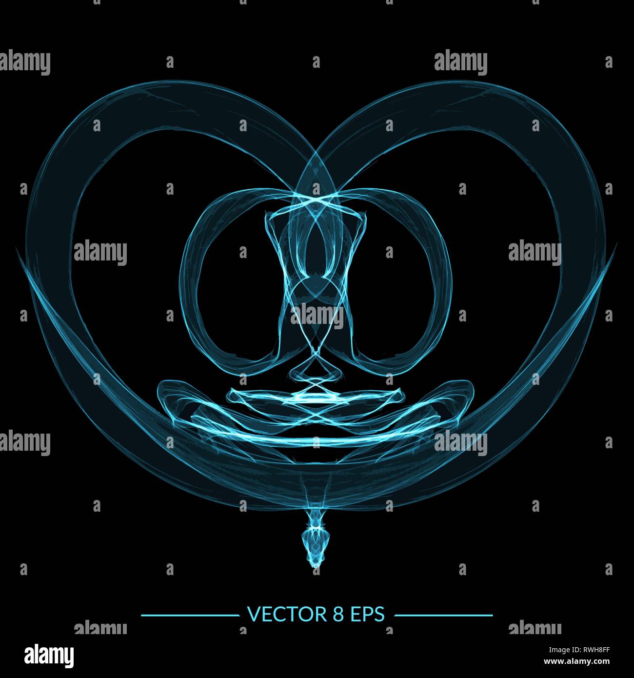 Beautiful symmetry vector figure. Hand drawn linear abstract pattern ...