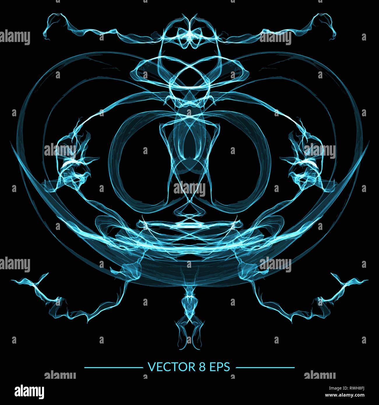 Beautiful symmetry vector figure. Hand drawn linear abstract pattern ...