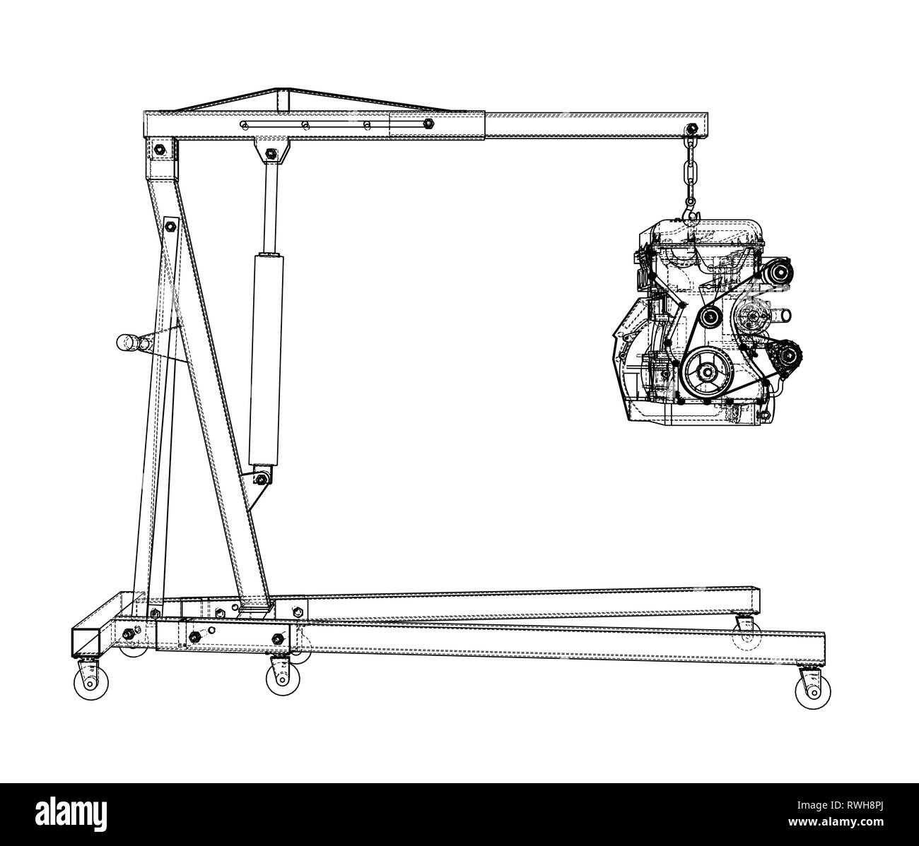 Engine hoist with engine outline Stock Vector Image & Art - Alamy