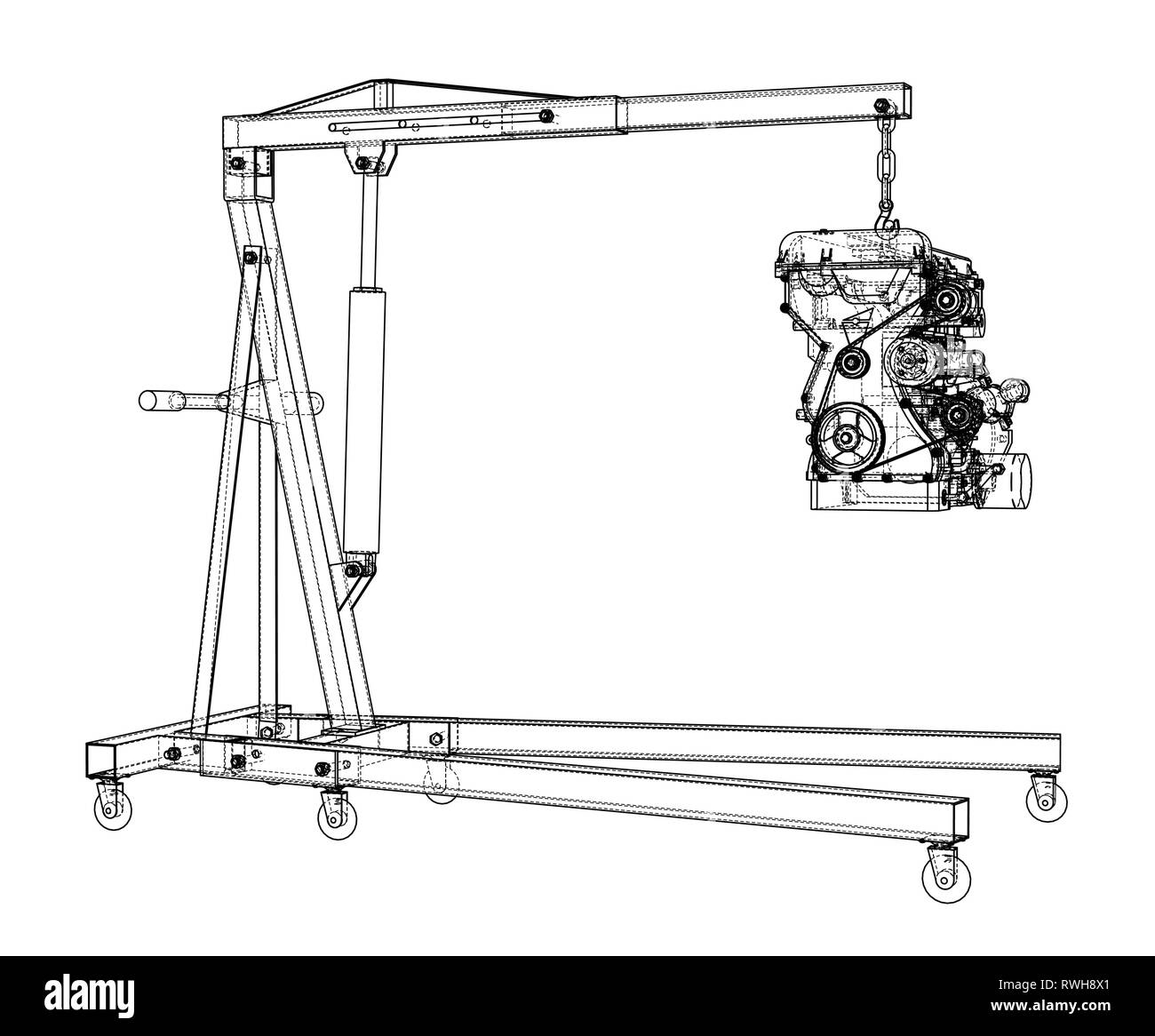 Engine hoist with engine outline Stock Vector Image & Art - Alamy