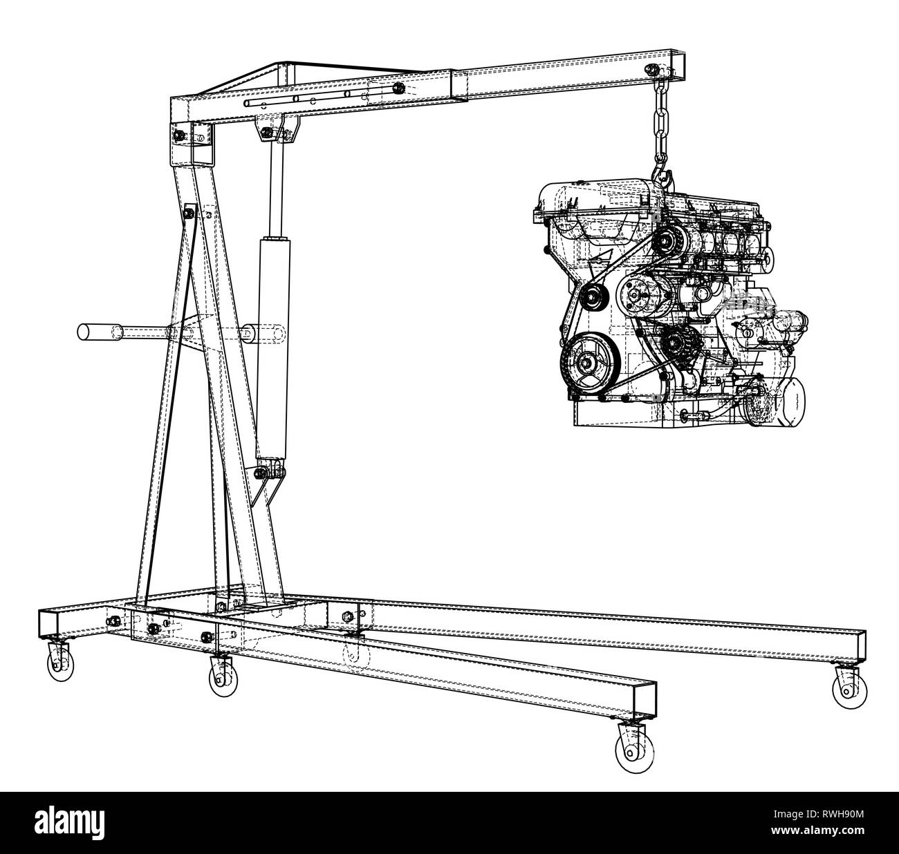 Engine hoist with engine outline Stock Vector Image & Art - Alamy