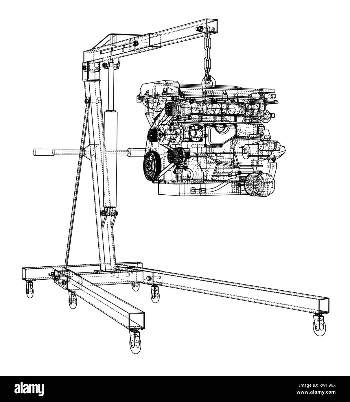 Engine hoist with engine outline Stock Vector Image & Art - Alamy