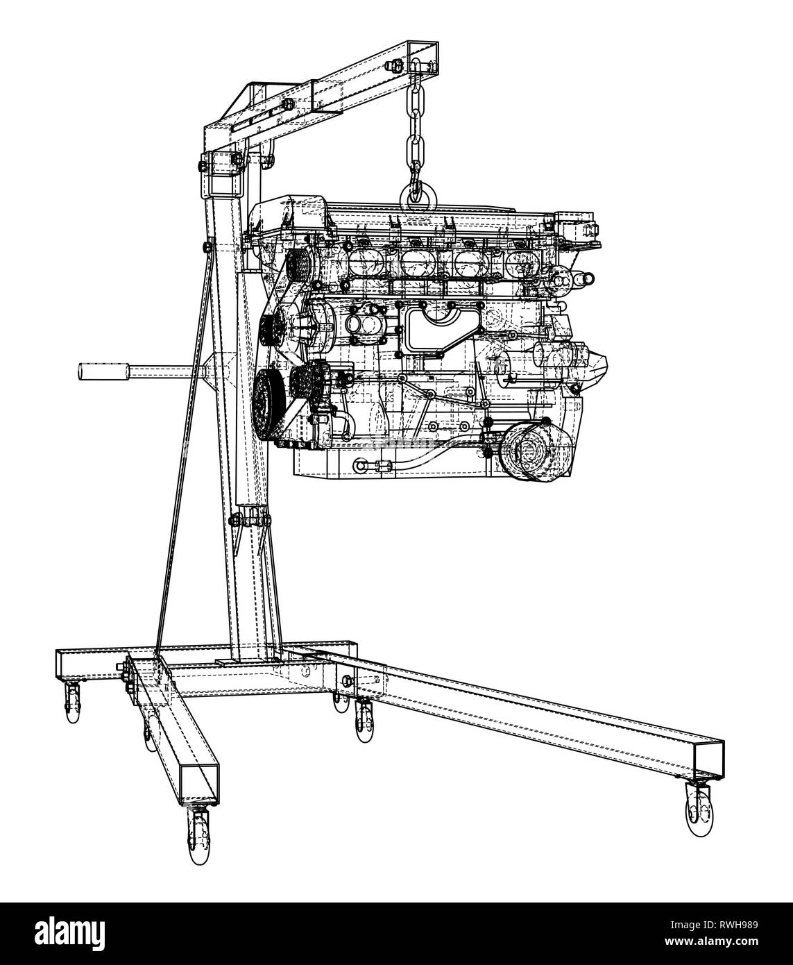 Engine hoist with engine outline Stock Vector Image & Art - Alamy