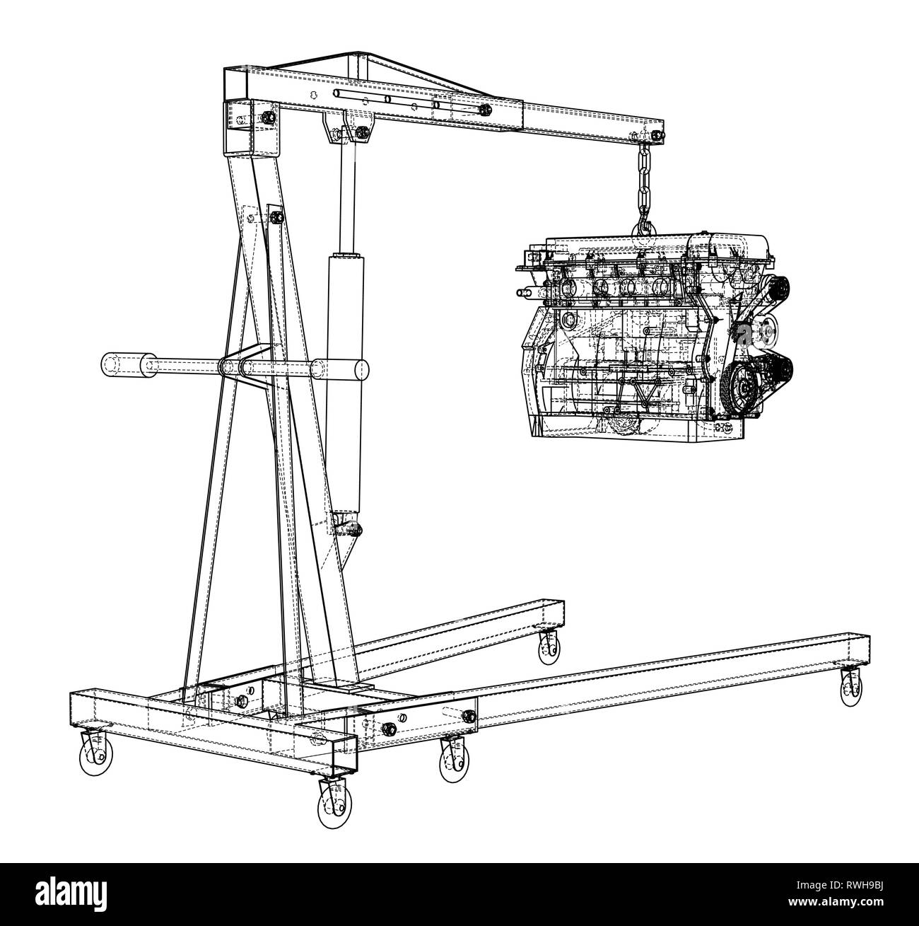 Engine hoist with engine outline Stock Vector Image & Art - Alamy