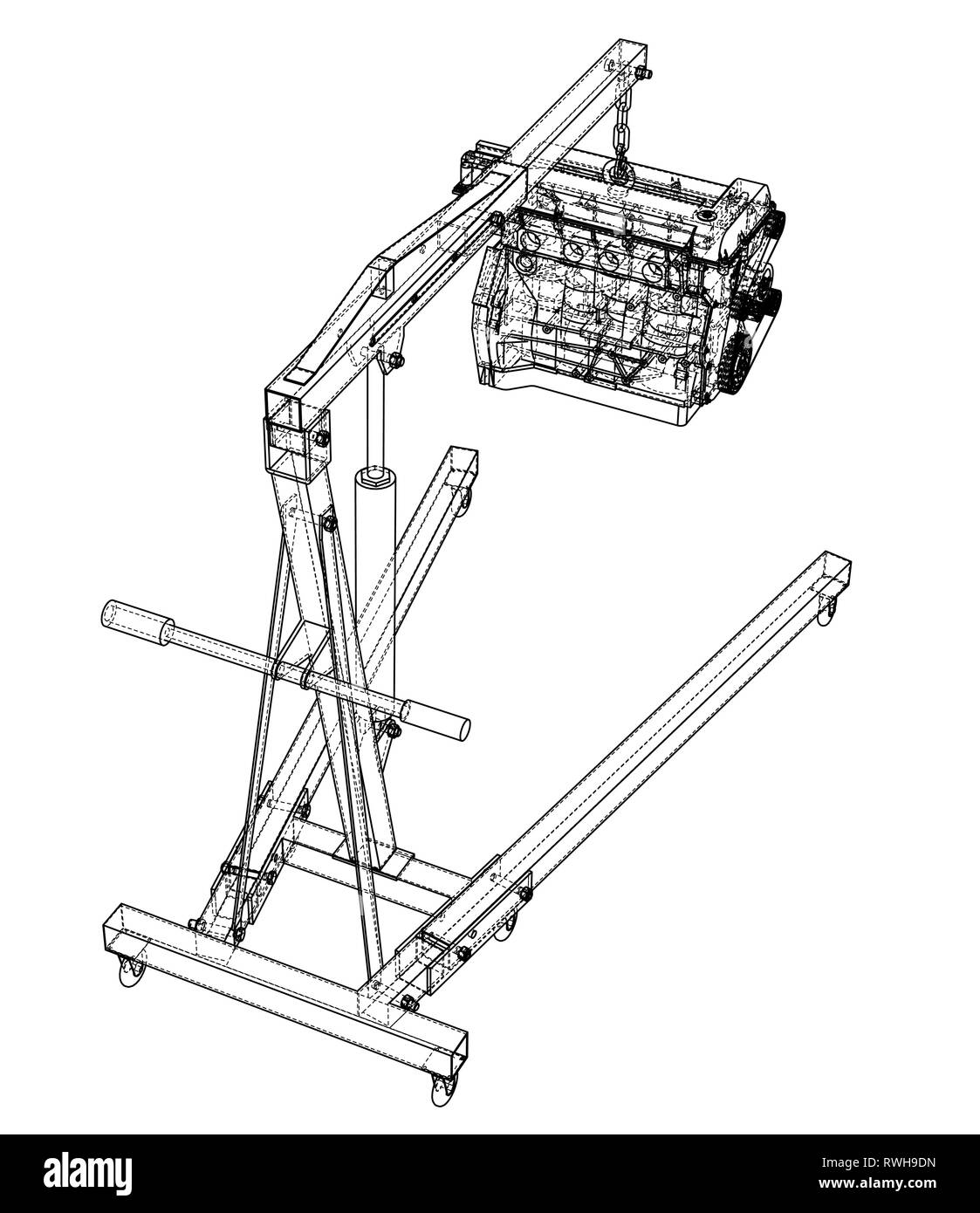 Engine hoist with engine outline Stock Vector Image & Art - Alamy