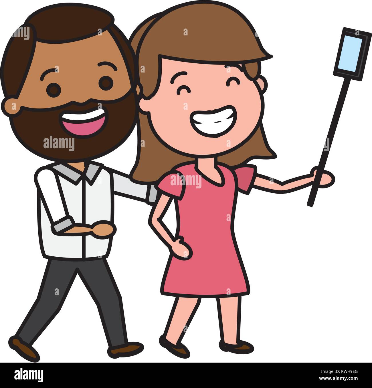 Happy smiling friends couple Stock Vector Images - Alamy