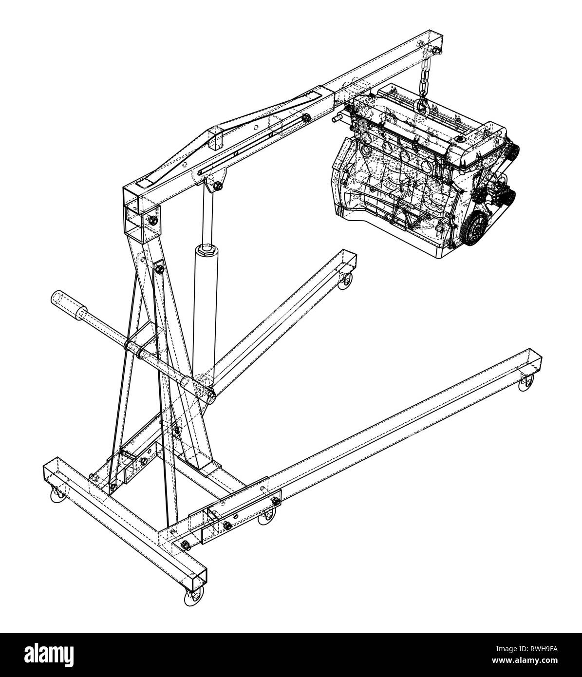 Engine hoist with engine outline Stock Vector Image & Art - Alamy