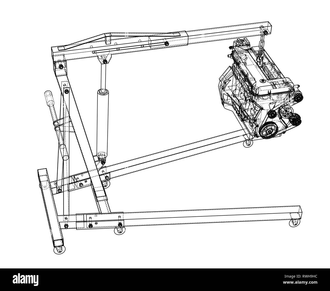 Engine hoist with engine outline Stock Vector Image & Art - Alamy
