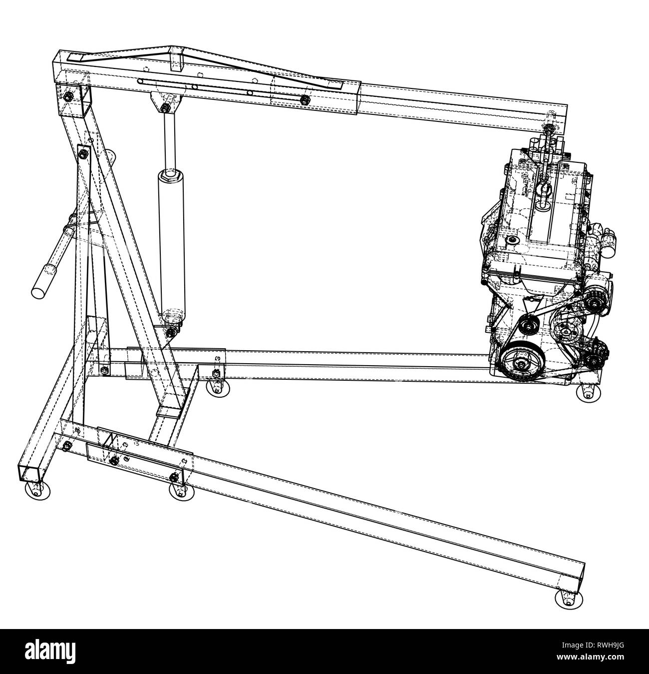 Engine hoist with engine outline Stock Vector Image & Art - Alamy