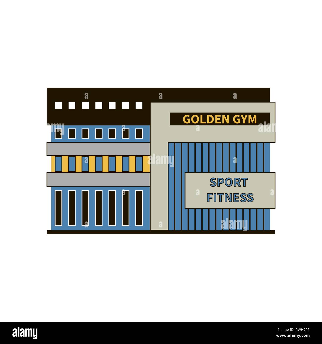 Modern gym building. Facade close-up. The concept of building a sports ...