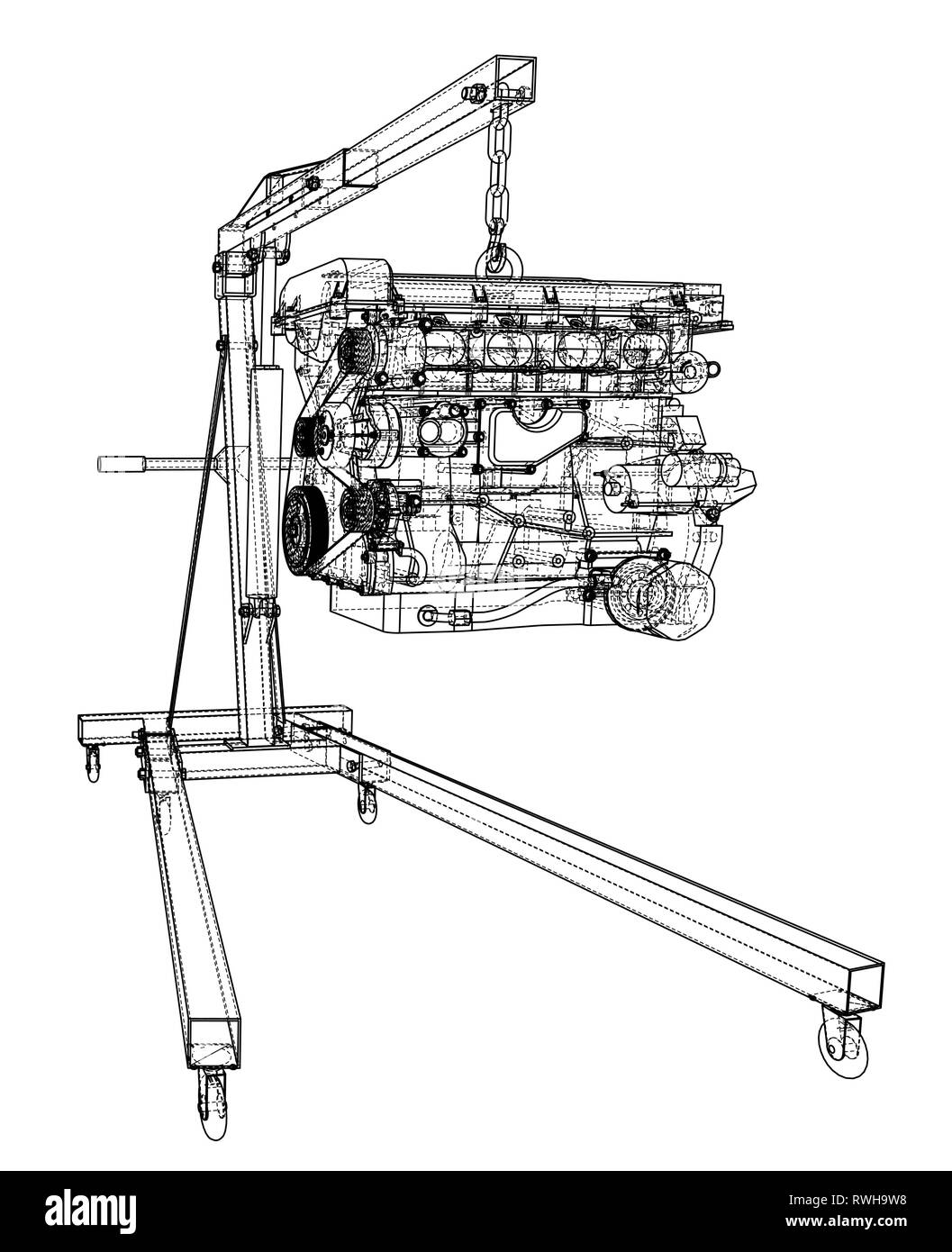 Engine hoist with engine outline Stock Vector Image & Art - Alamy