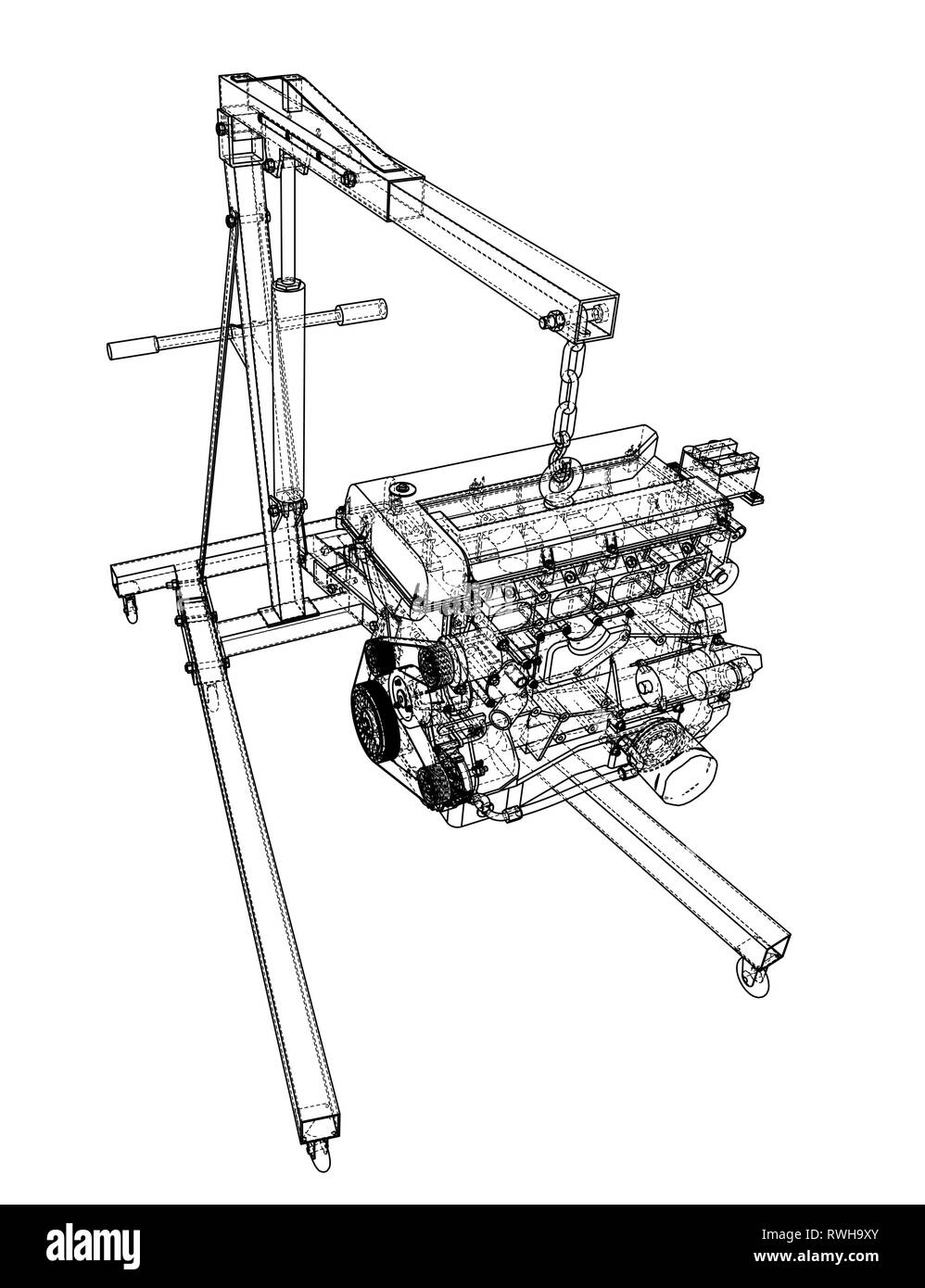 Engine hoist with engine outline Stock Vector Image & Art - Alamy