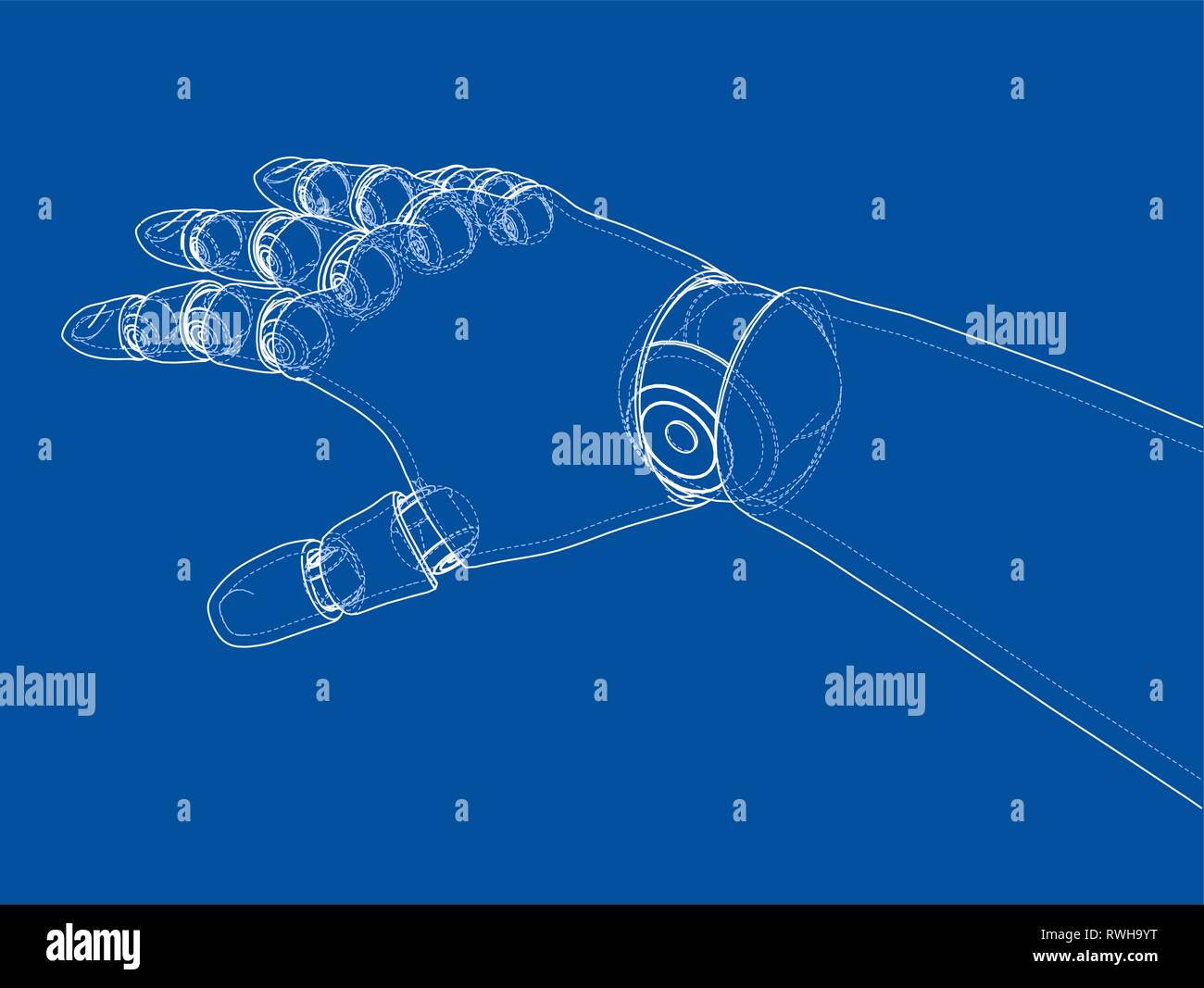Robot hand outline. Vector rendering of 3d Stock Vector Image & Art - Alamy