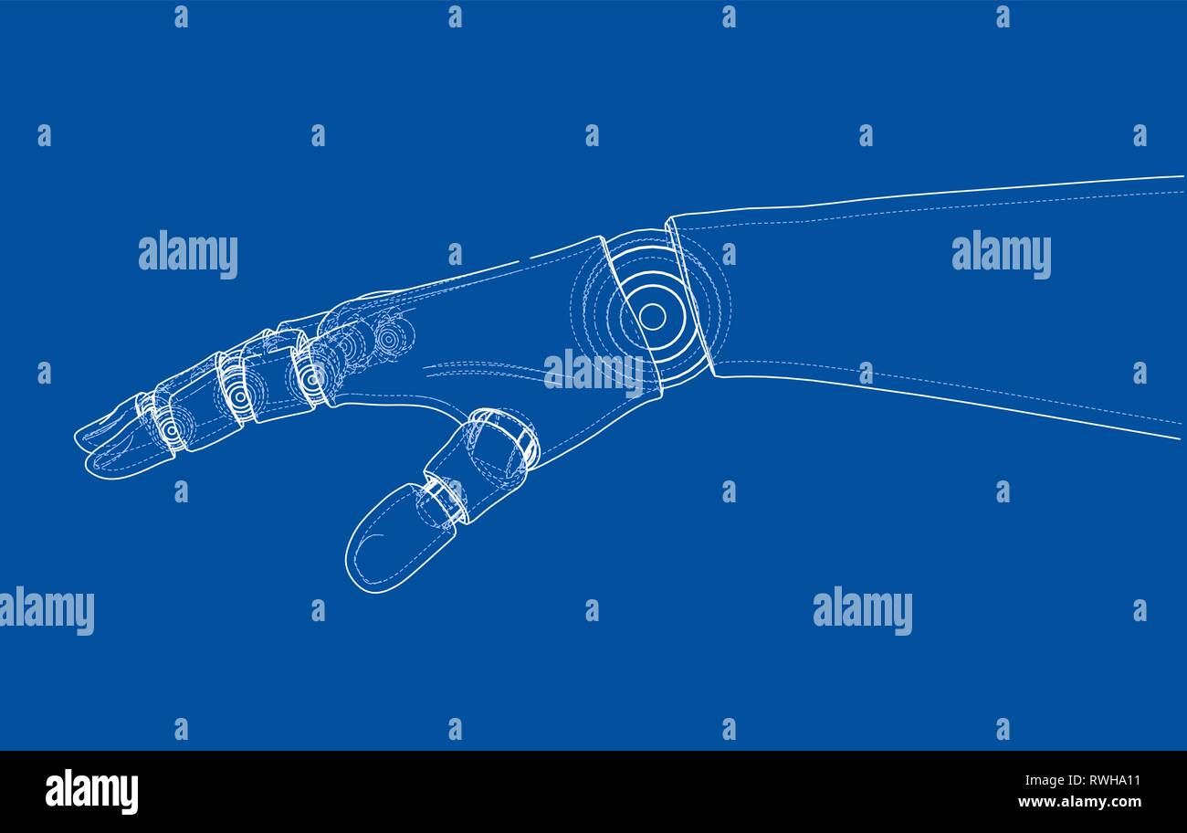 Robot hand outline. Vector rendering of 3d Stock Vector Image & Art - Alamy
