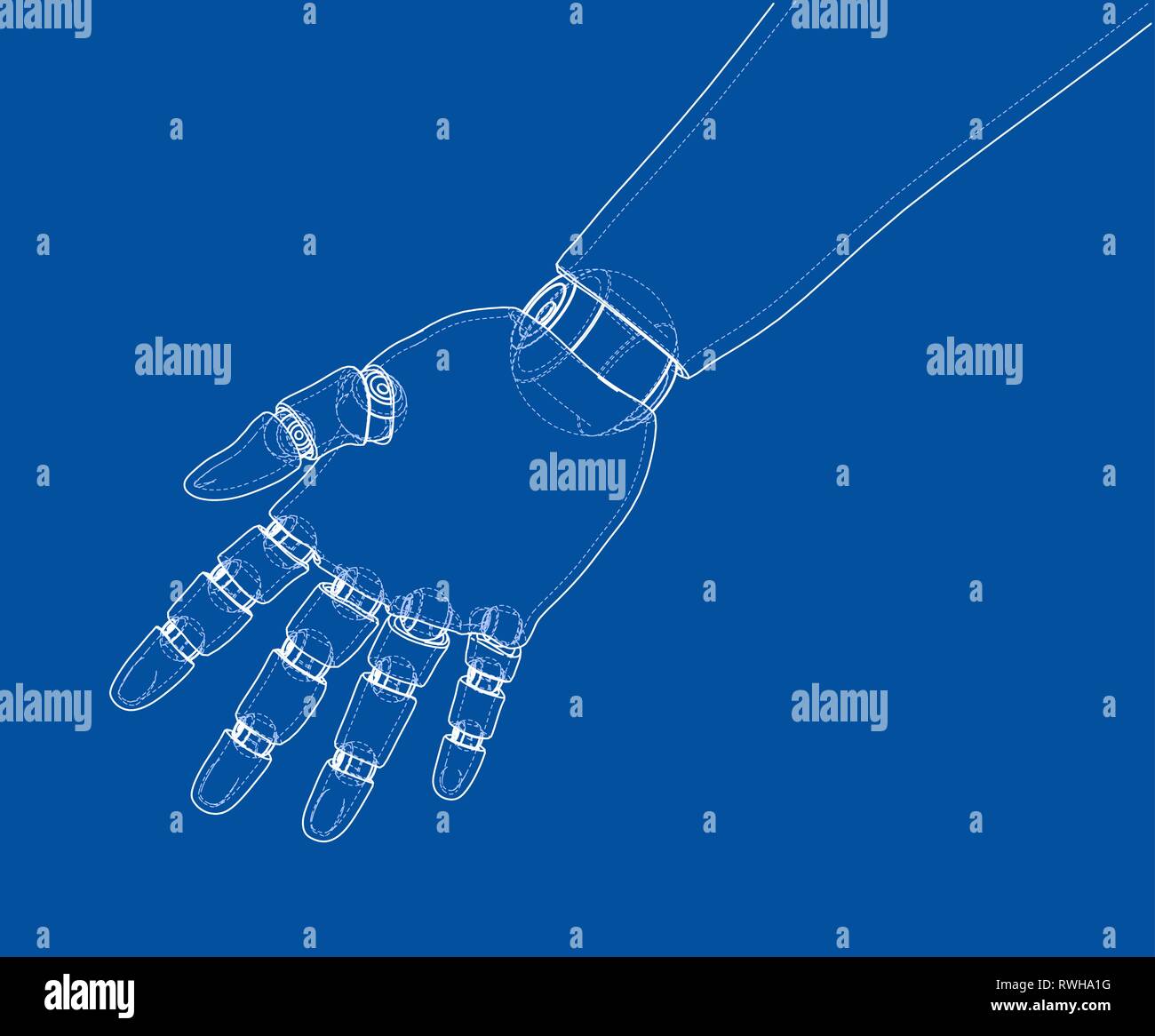 Robot hand outline. Vector rendering of 3d Stock Vector Image & Art - Alamy