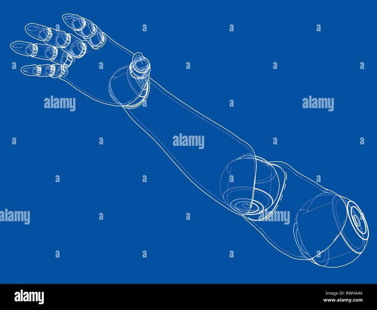 Robot hand outline. Vector rendering of 3d Stock Vector Image & Art - Alamy