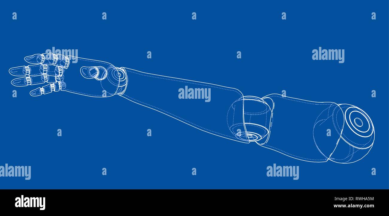 Robot hand outline. Vector rendering of 3d Stock Vector Image & Art - Alamy