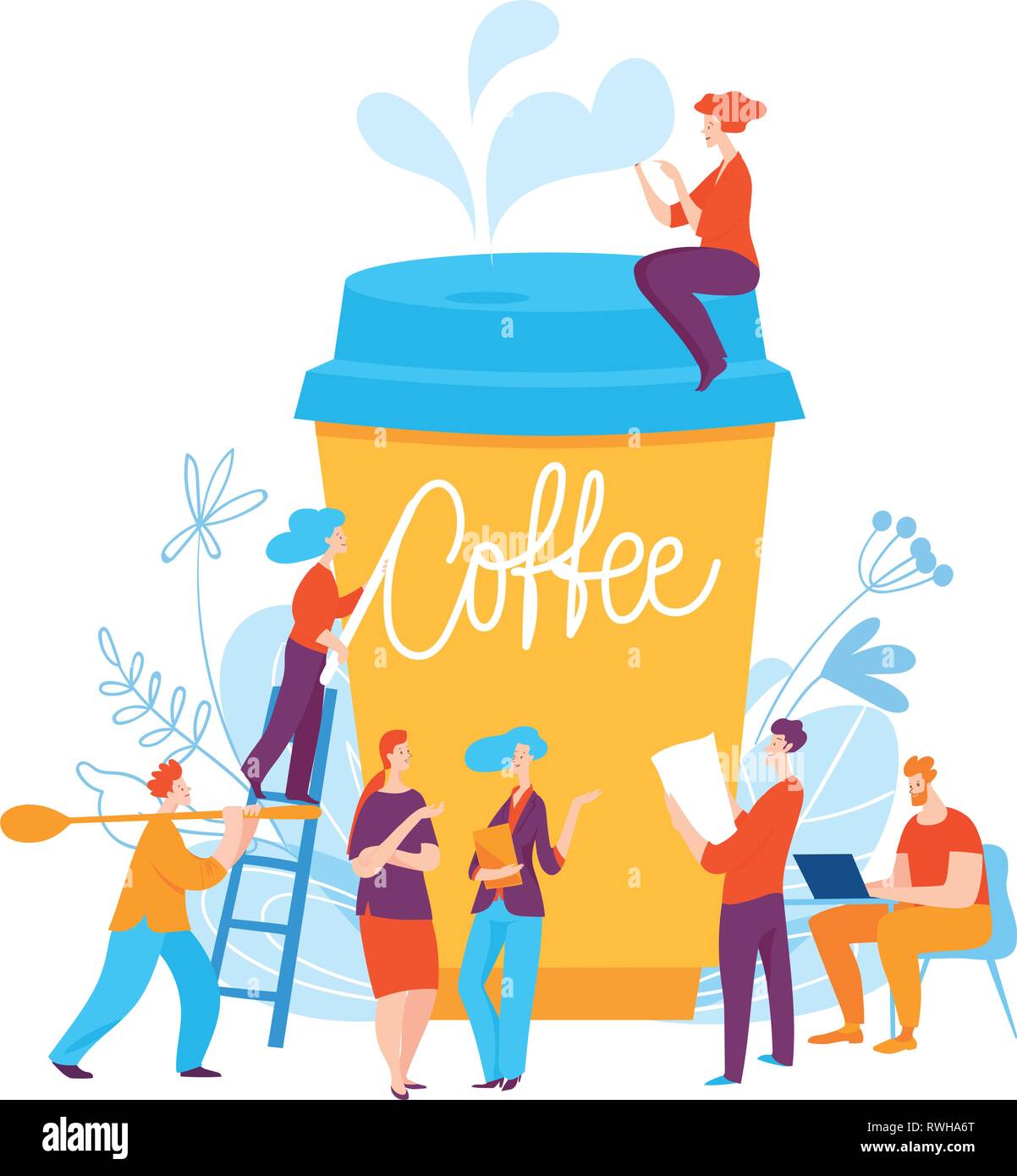 Coffee break office people Stock Vector Images - Alamy