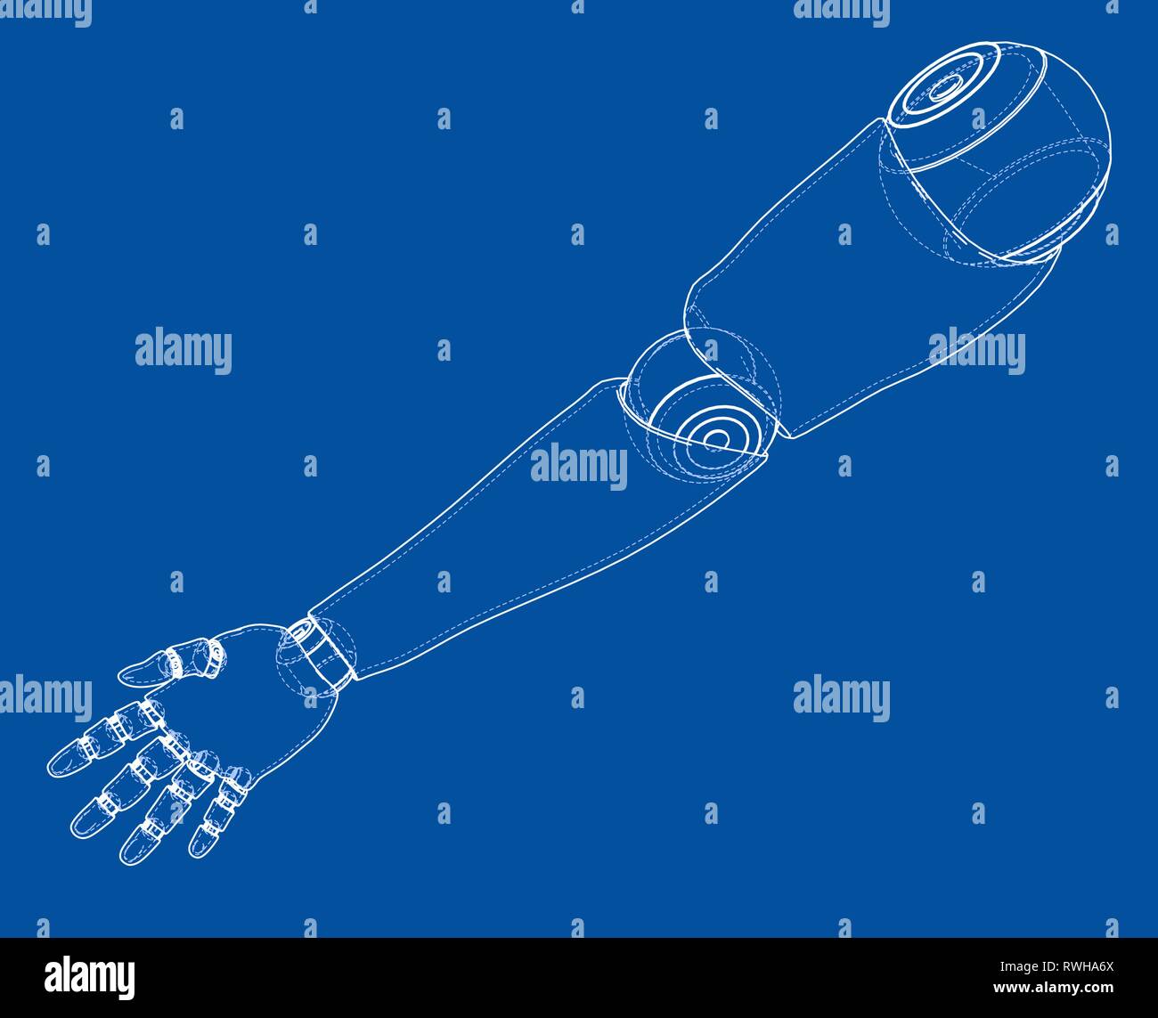 Robot hand outline. Vector rendering of 3d Stock Vector Image & Art - Alamy