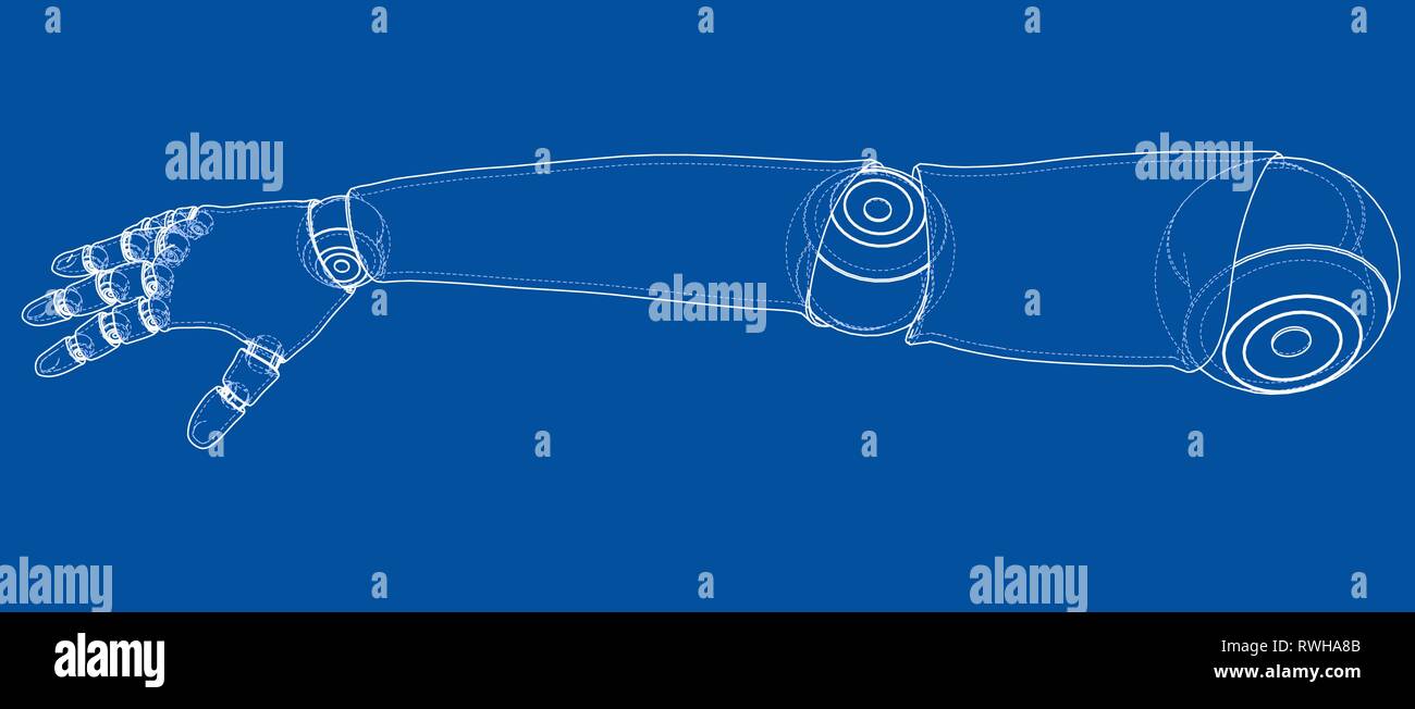 Robot hand outline. Vector rendering of 3d Stock Vector Image & Art - Alamy
