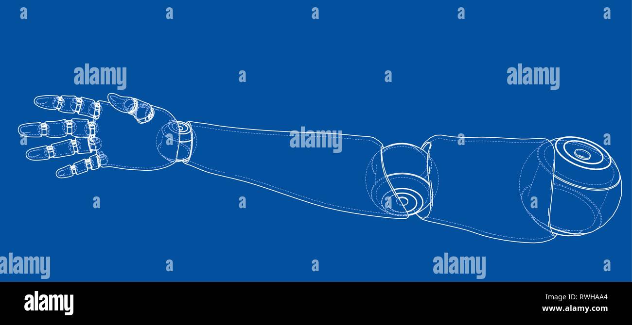 Robot hand outline. Vector rendering of 3d Stock Vector Image & Art - Alamy