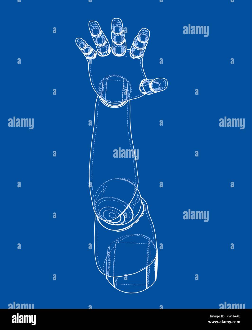 Robot hand outline. Vector rendering of 3d Stock Vector Image & Art - Alamy