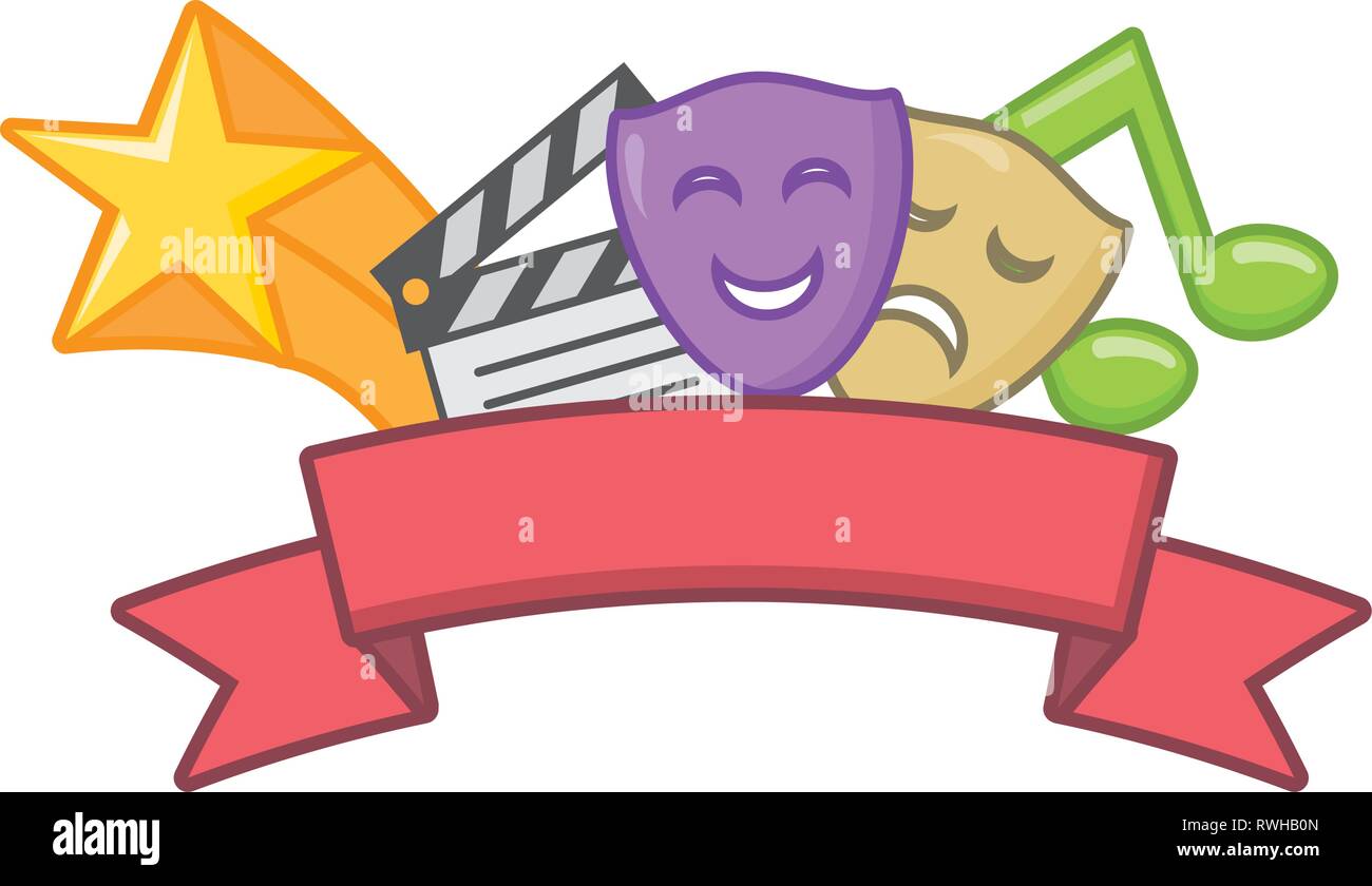 artistic masks theater clapperboard music Stock Vector Image & Art - Alamy