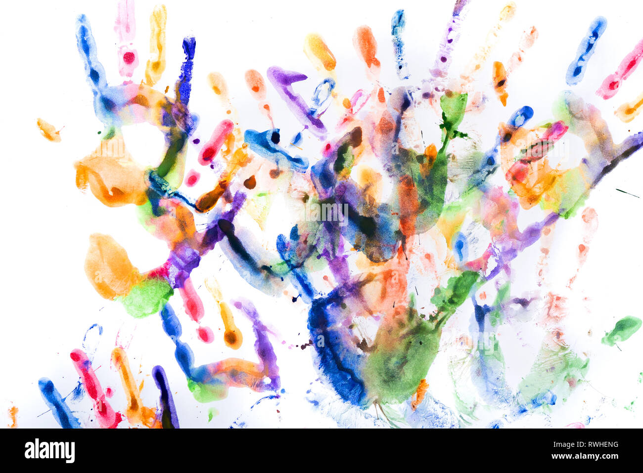 Multicolored hand prints hi-res stock photography and images - Alamy